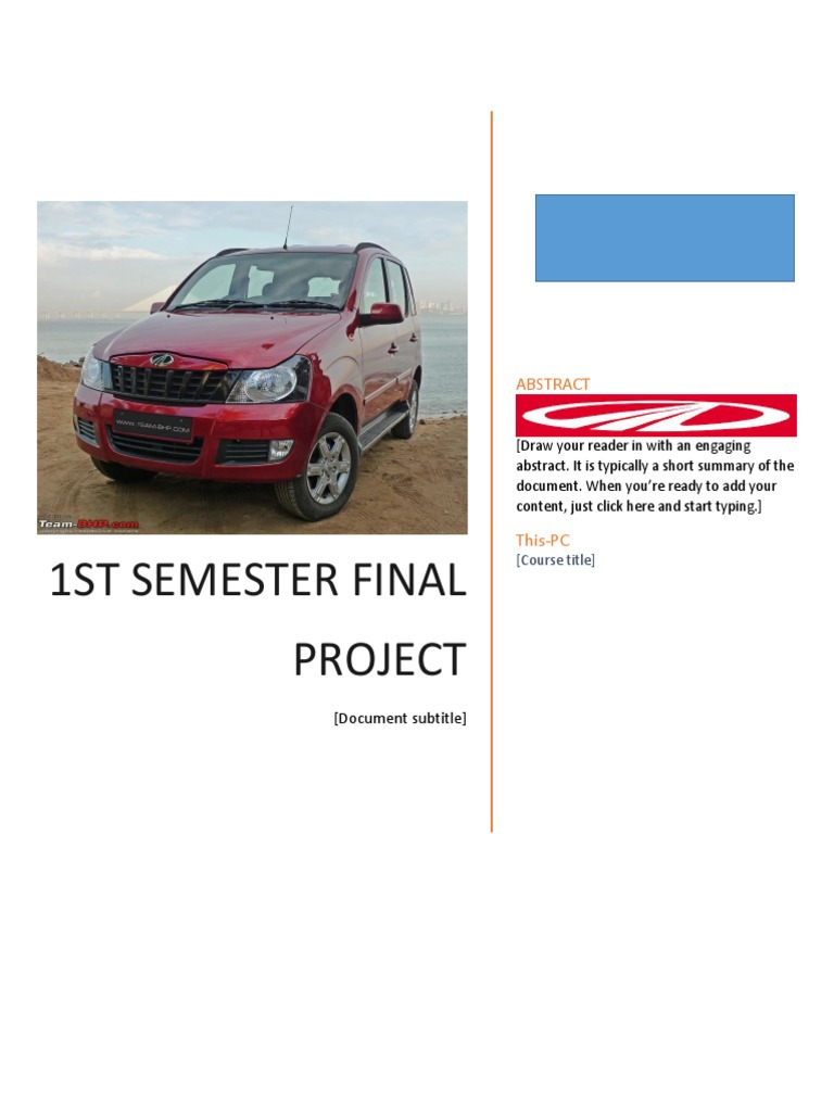 Final Project On Mahindra & Mahindra | PDF | Car | Vehicles