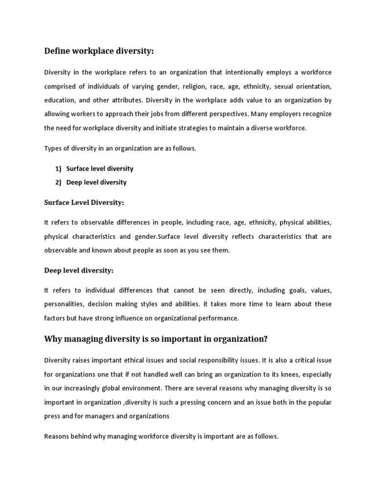 Surface vs Deep-Level Diversity Explained | PDF | Diversity (Business ...