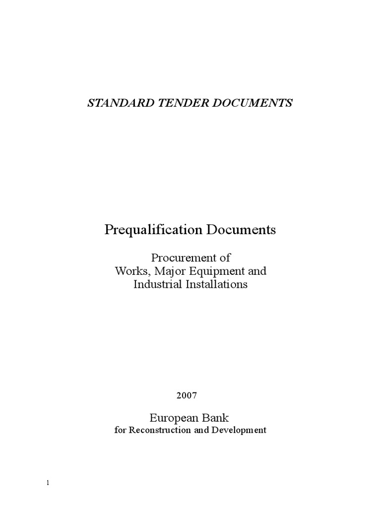 EBRD Standard Tender Documents | PDF | Joint Venture | Project Finance
