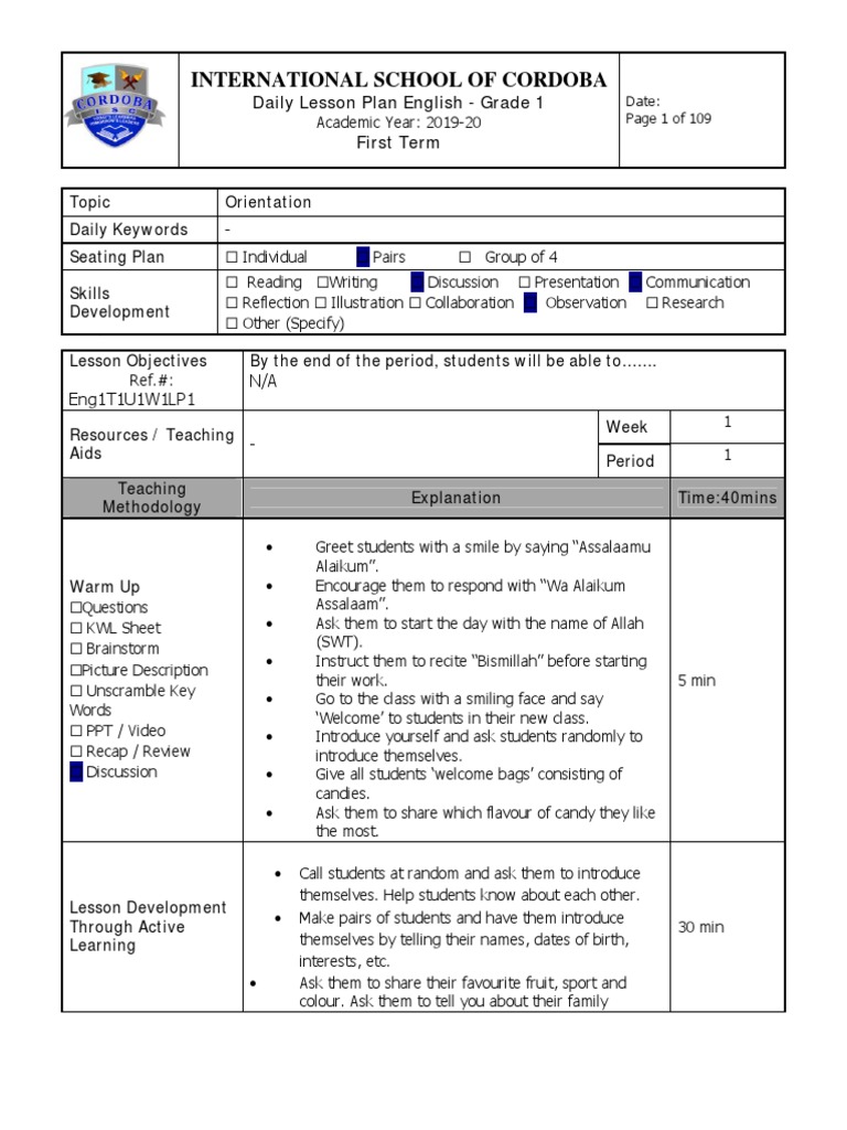 Grade 1 English Daily Lesson Plan | PDF | Lesson Plan | Alphabet