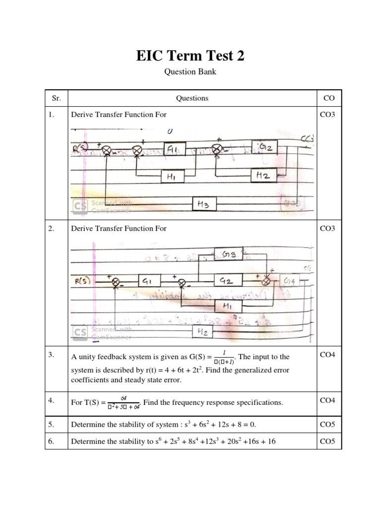 EIC Term Test 2: Question Bank | PDF | Science & Mathematics