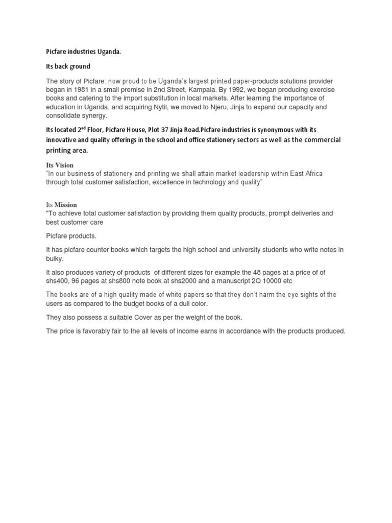 Picfare Industries Uganda | PDF | Art | Business
