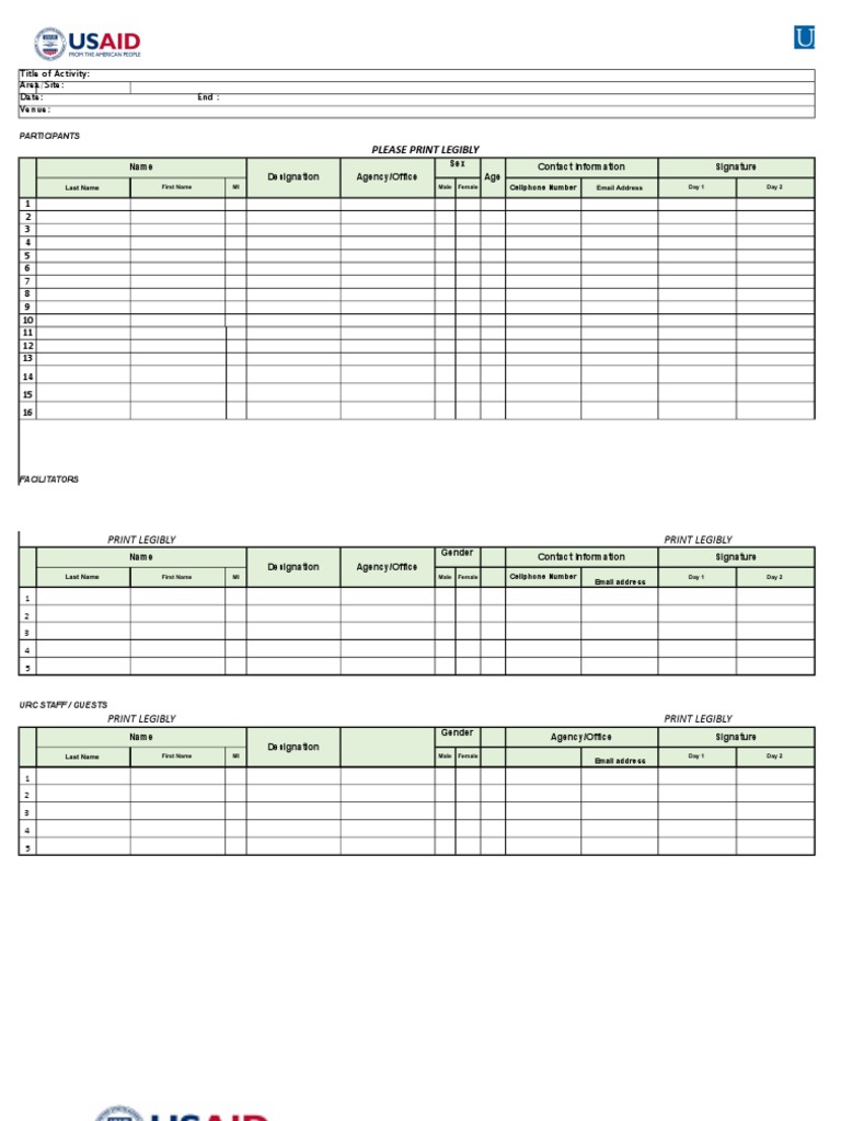 Attendance Sheet For USAPAN | PDF | Human Sexuality | Gender