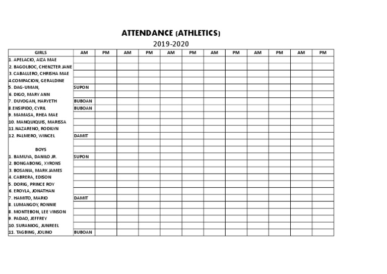 Athletes Attendance | PDF