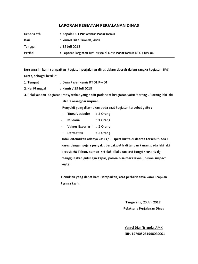 Laporan RVS Kusta Pasar Kemis | PDF