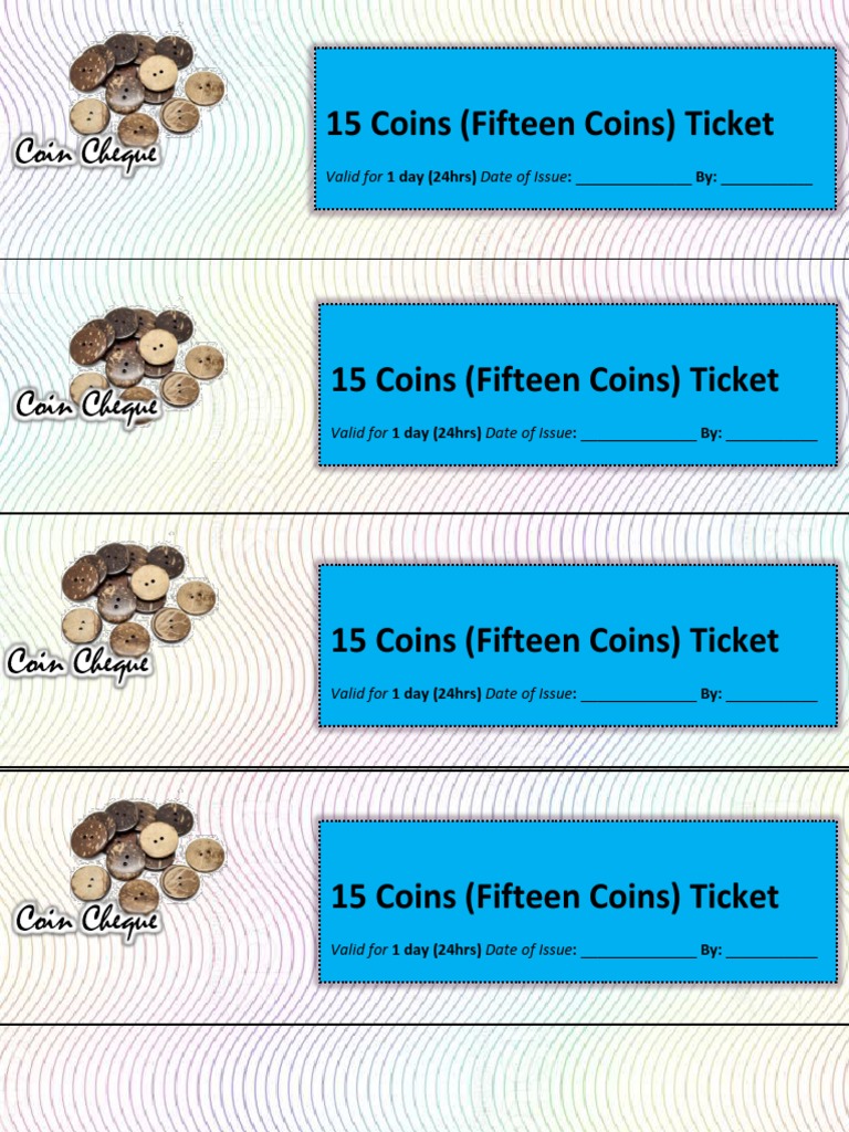 15 Coins (Fifteen Coins) Ticket: Coin Cheque | PDF | Finance & Money ...