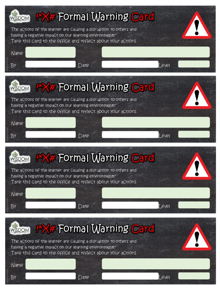 Formal Warning Card | PDF