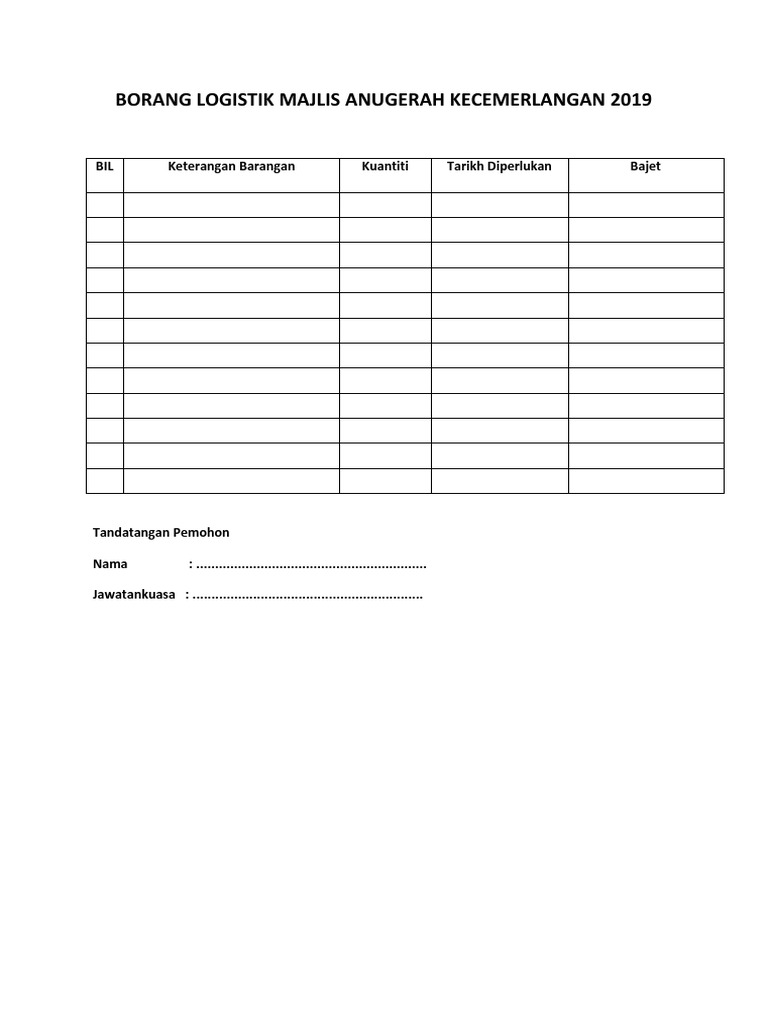 Borang Logistik | PDF