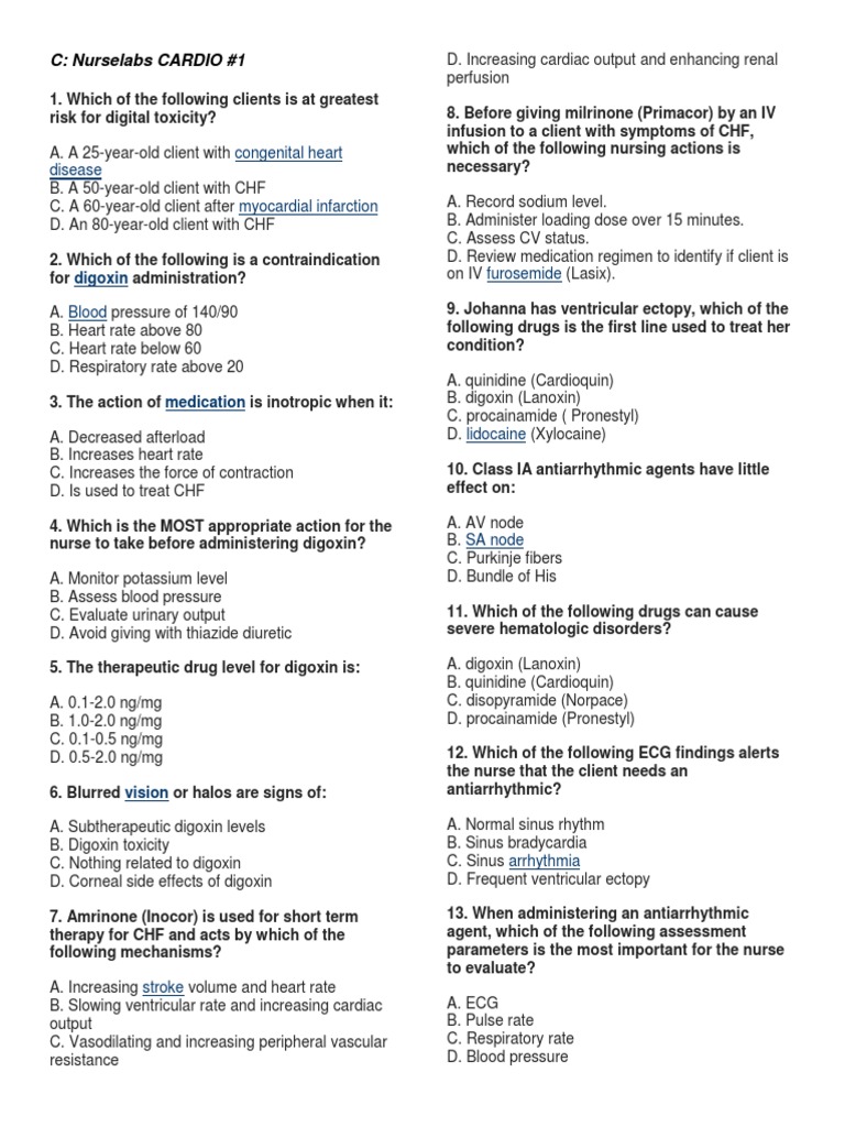 (Pharma) Cardio Questionnaire | PDF | Heart Failure | Heart