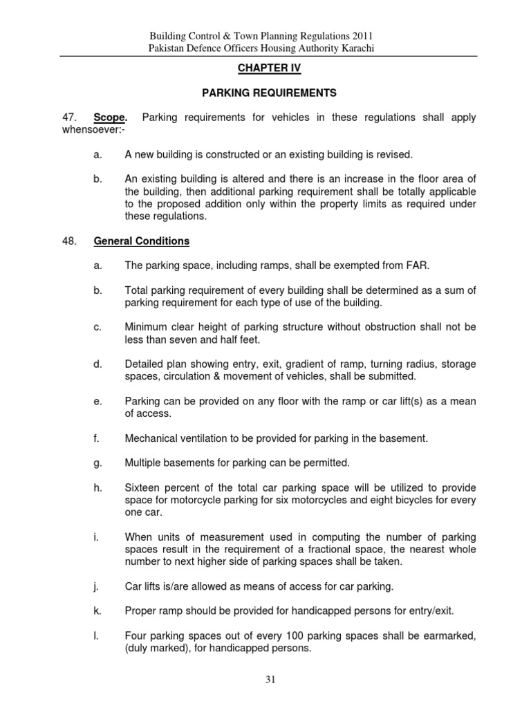 Parking Requirements Scope. Parking Requirements For Vehicles in These ...