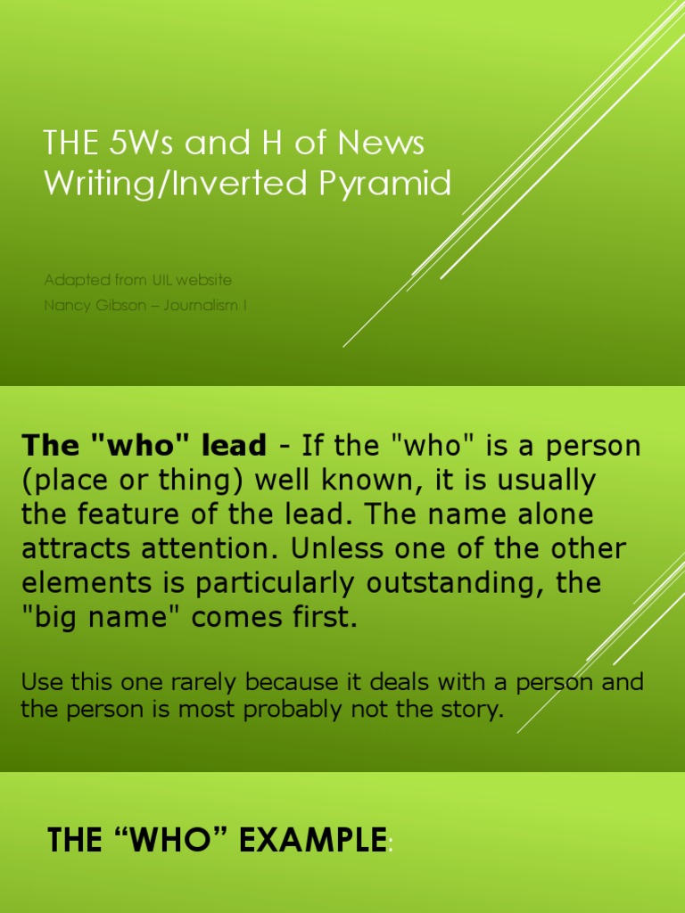 News Writing The 5Ws and H | PDF | Journalism
