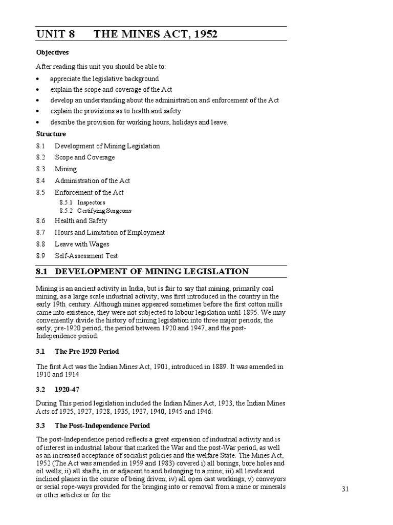 The Mines Act of 1952: A Comprehensive Overview of India's Key ...
