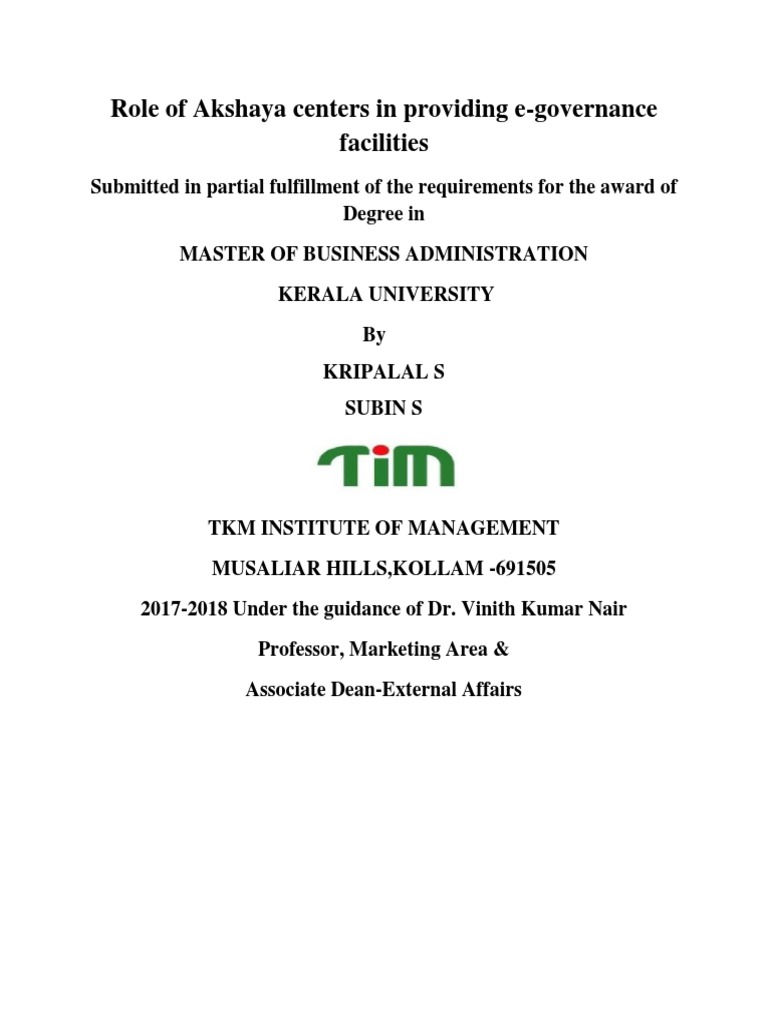 Role of Akshaya Centers | PDF | Business