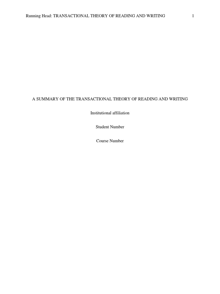 Summary of Transactional Reading Theory | PDF | Attention | Aesthetics