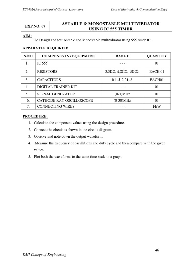 Astable Monostable 555 | PDF | Electronic Circuits | Electrical Engineering