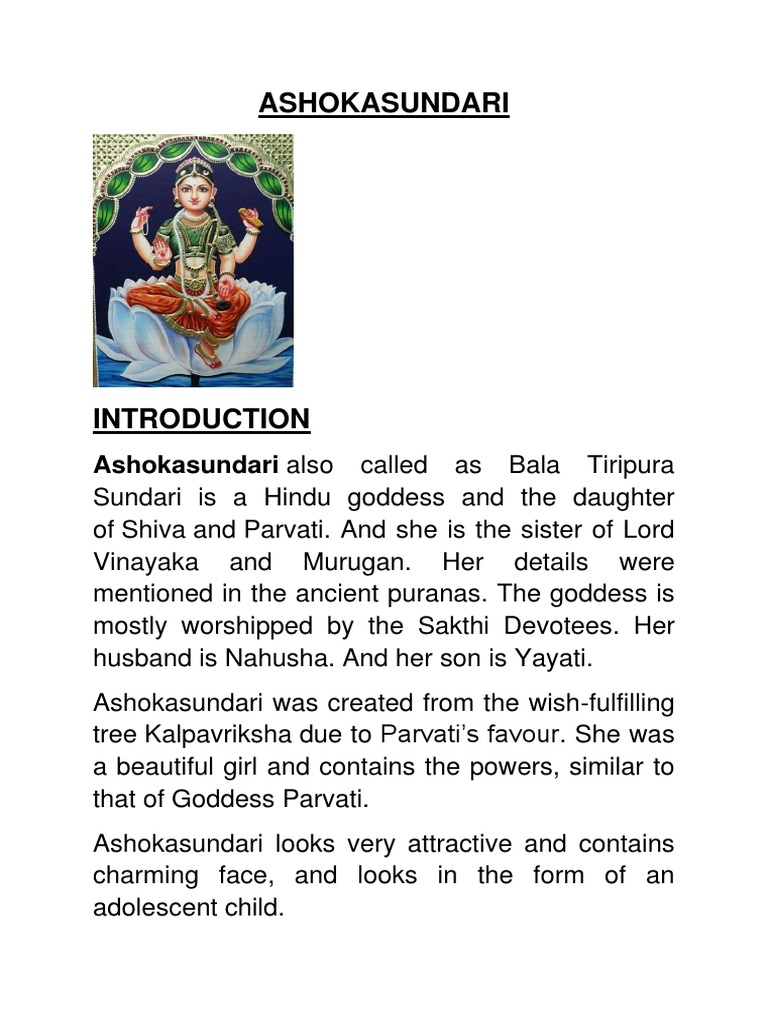 Ashokasundari: Ashokasundari Also Called As Bala Tiripura | PDF