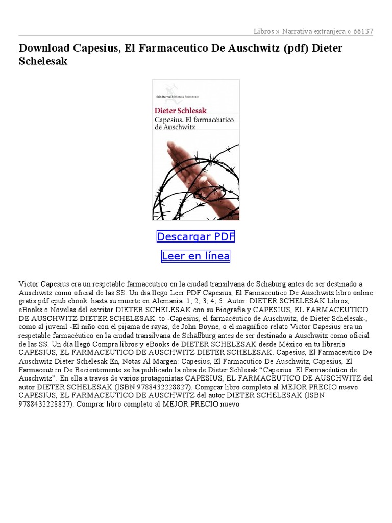 Capesius El Farmaceutico de Auschwitz | PDF