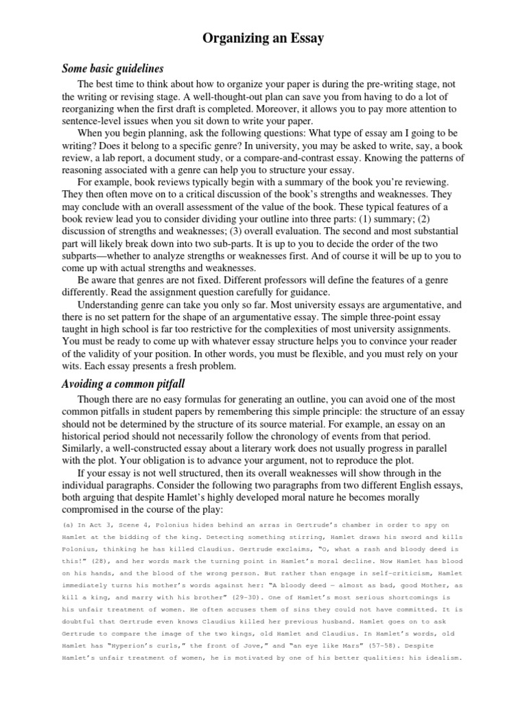 Organizing An Essay | PDF | Hamlet | Essays