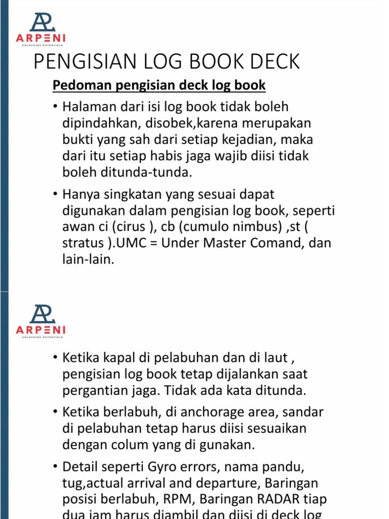 Panduan Pengisian Log Book Deck | PDF
