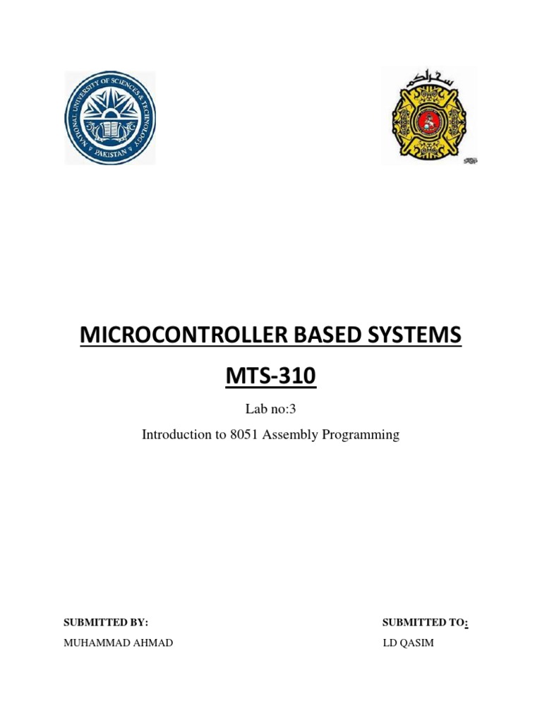 Microcontroller Based Systems MTS-310: Lab No:3 Introduction To 8051 Assembly Programming | PDF