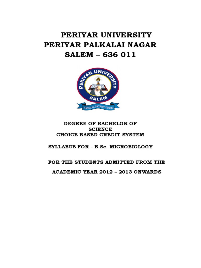 BSC Microbiology Syllabus Periyar University | PDF | Virus | Microorganism