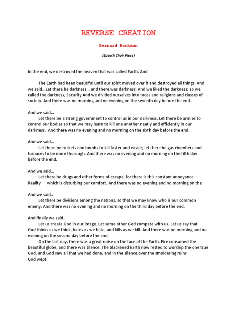 Reverse Creation: Bernard Backman | PDF