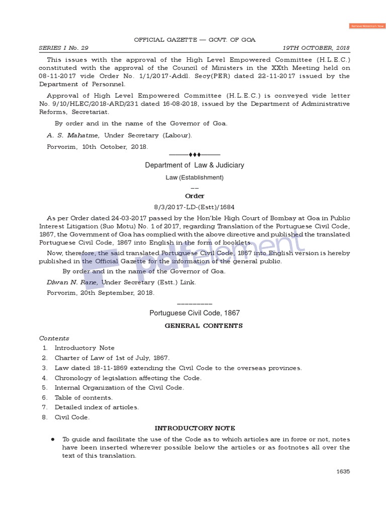Civil Code Goa | PDF | Naturalization | Citizenship