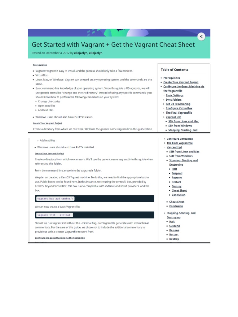 Vagrant Cheatsheet | PDF