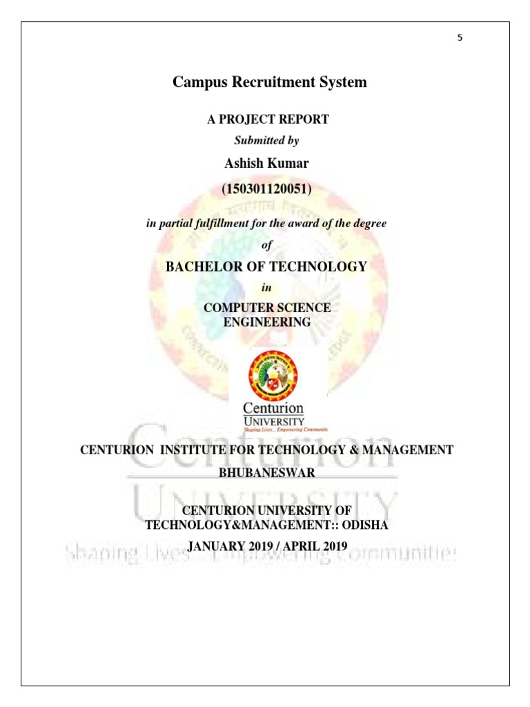 Campus Recruitment System Project Report | PDF | Information Technology ...
