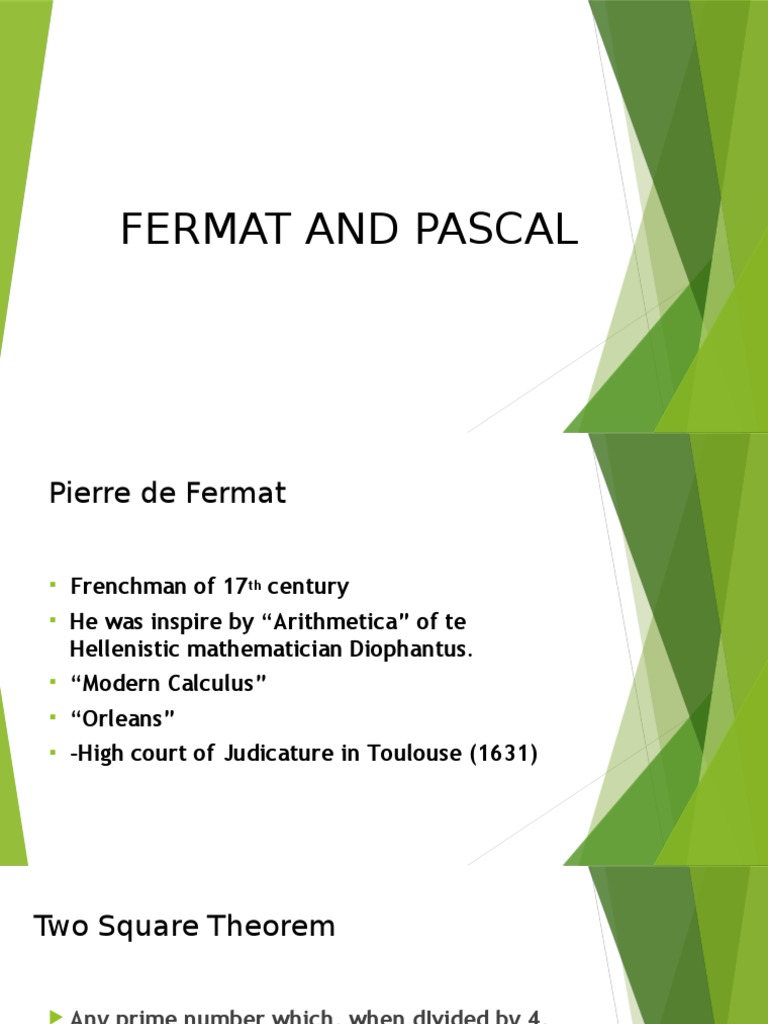 Fermat and Pascal | PDF | Numbers | Mathematical Objects