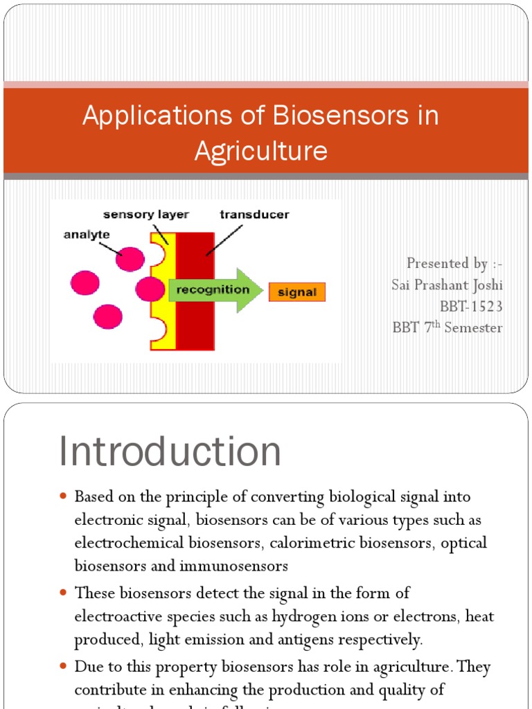 Applications of Biosensors in Agriculture | PDF | Biosensor | Elisa