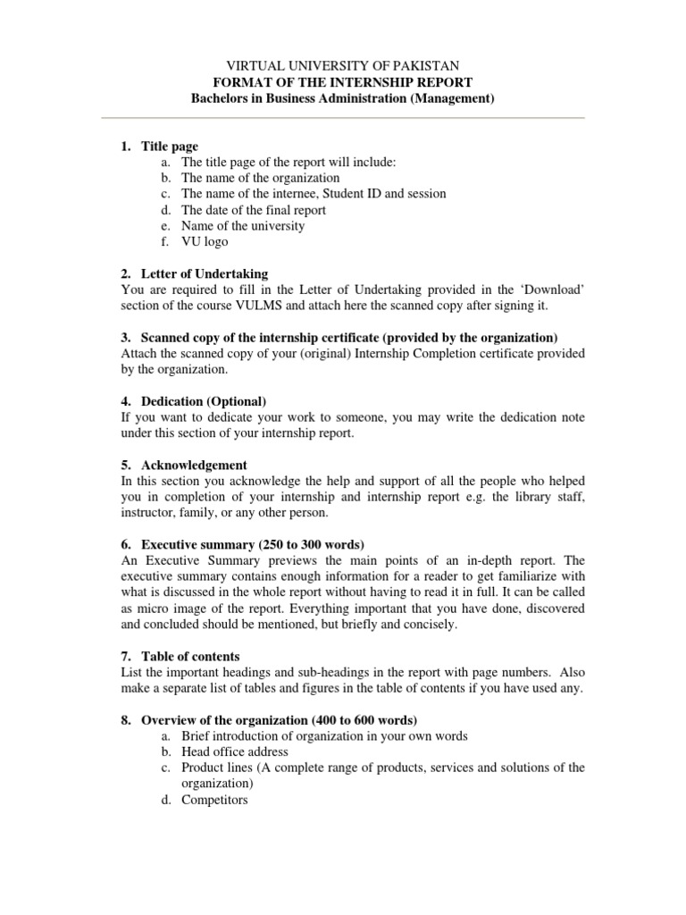 Format of Internship Report - MGTI620 | PDF | Organizational Structure ...