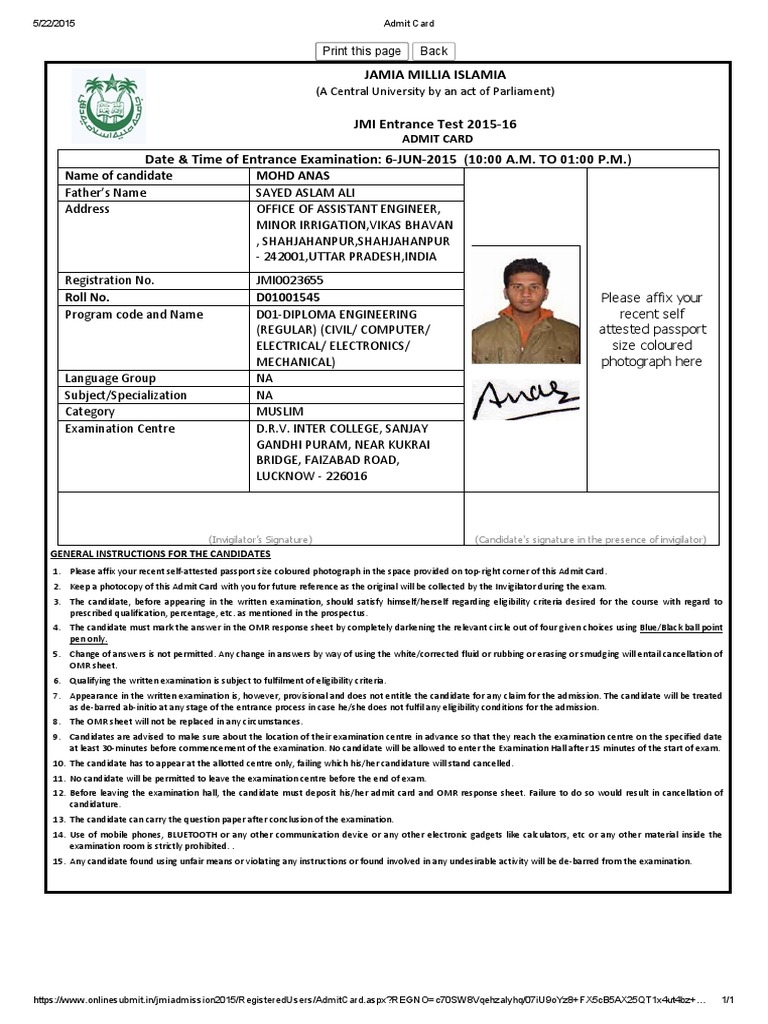 Jamia Diploma Engg | PDF | Test (Assessment)