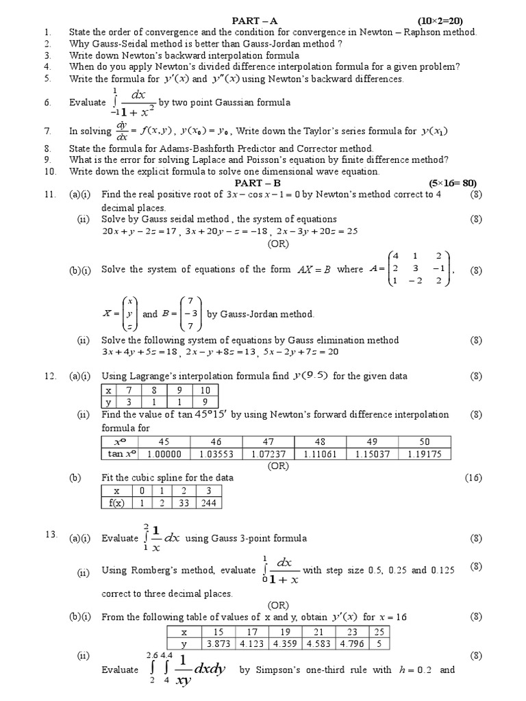 Solving Problems in Numerical Analysis Using Various Numerical Methods such as Newton-Raphson ...