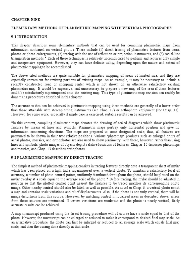 Chapter-Nine Elementary Methods of Planimetric Mapping With Vertical ...