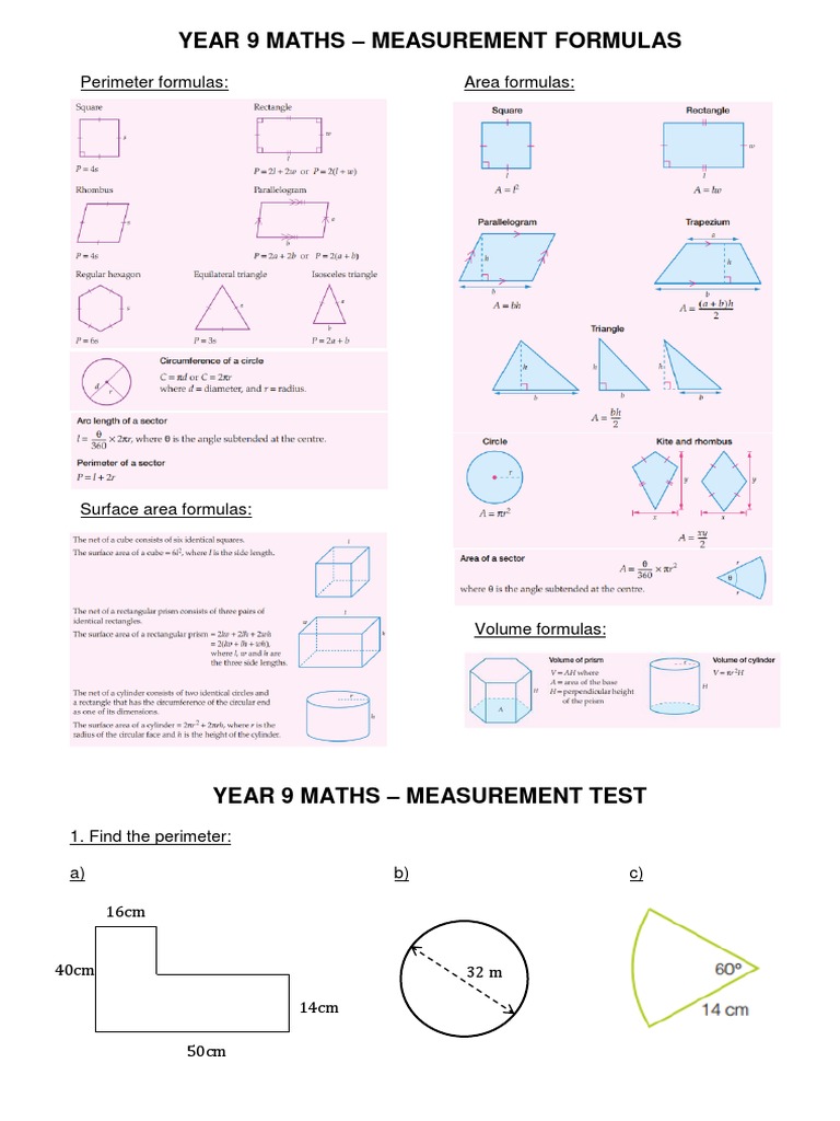 Yr9 Maths Measurement Test | PDF