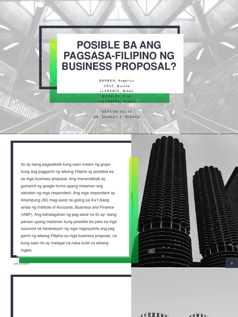 Posible Ba Ang Pagsasa-Filipino NG Business Proposal | PDF