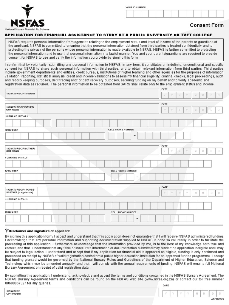 NSFAS 2020 Applications Consent Form.pdf | Personally Identifiable ...