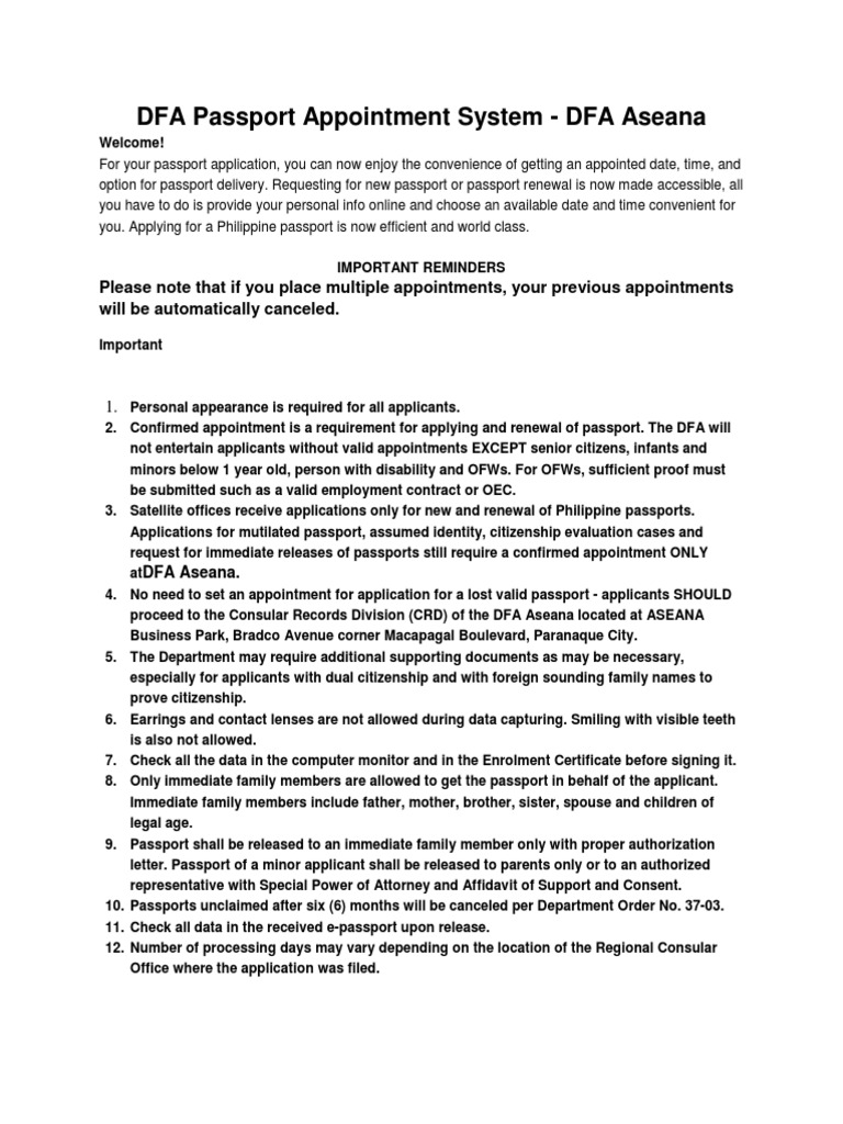 DFA Passport Appointment System - DFA Aseana | PDF | Birth Certificate ...