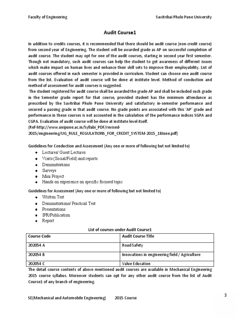 Audit Course Instructions by University | PDF | Engineering | Audit