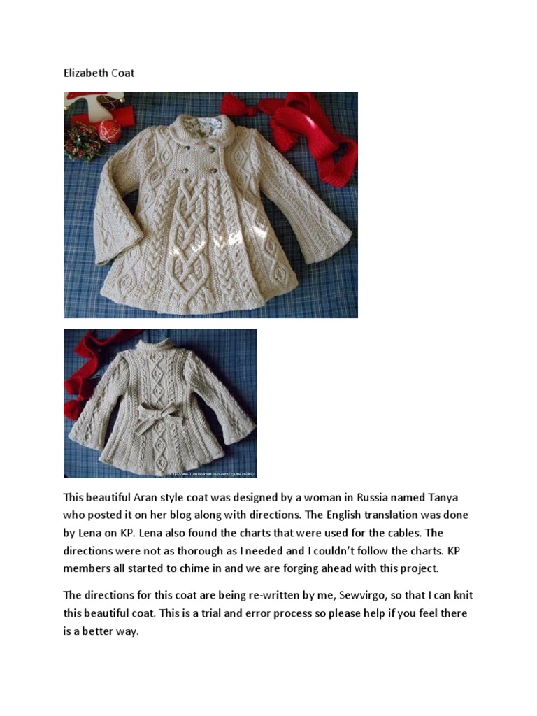 1405288189474-Elizabeth Coat Pattern Complete | PDF | Knitting | Crafts