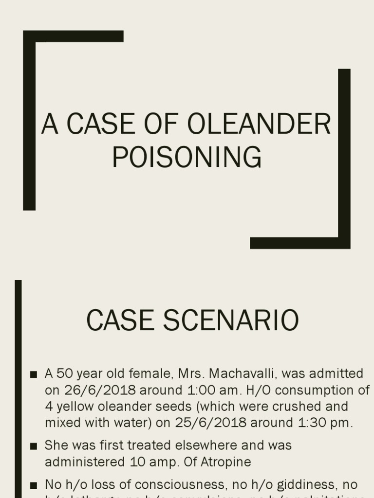 A Case of Oleander Poisoning | PDF