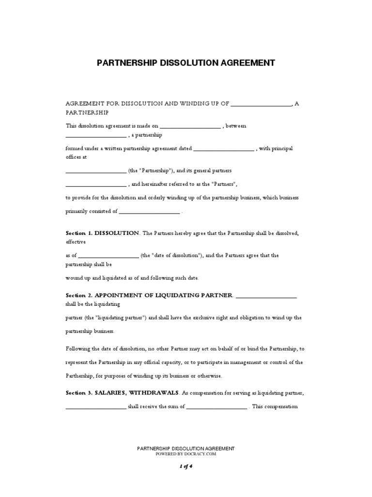 Partnership Dissolution Agreement | PDF | Partnership | Liquidation