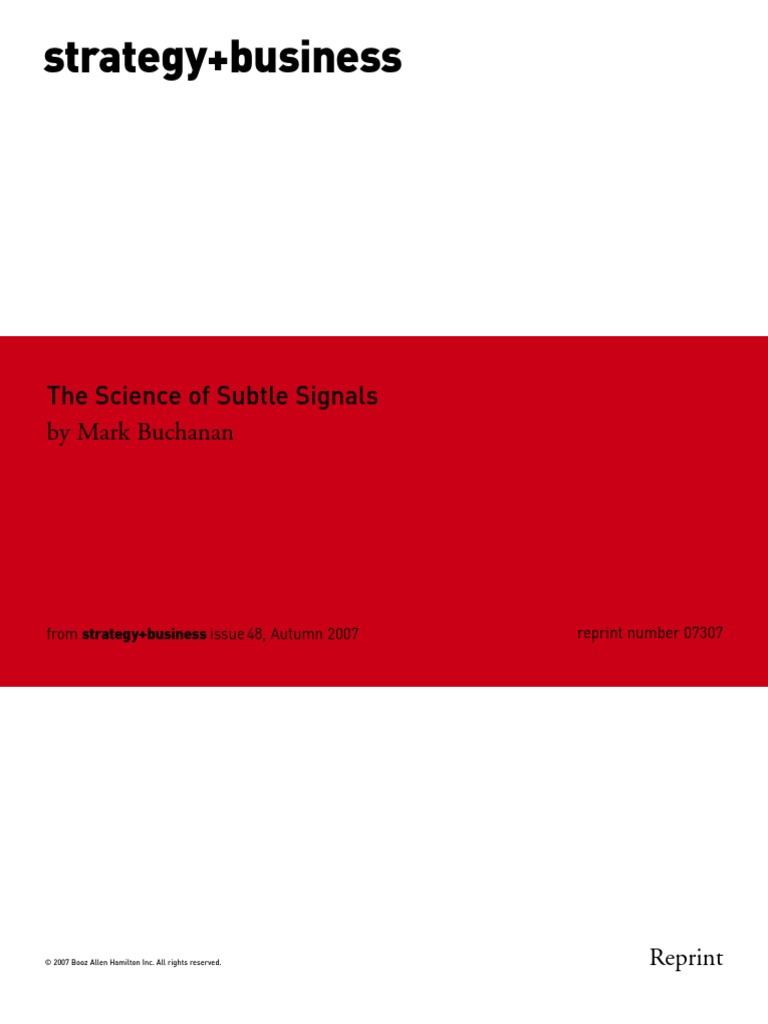 The Science of Subtle Signals | PDF | Observation | Information