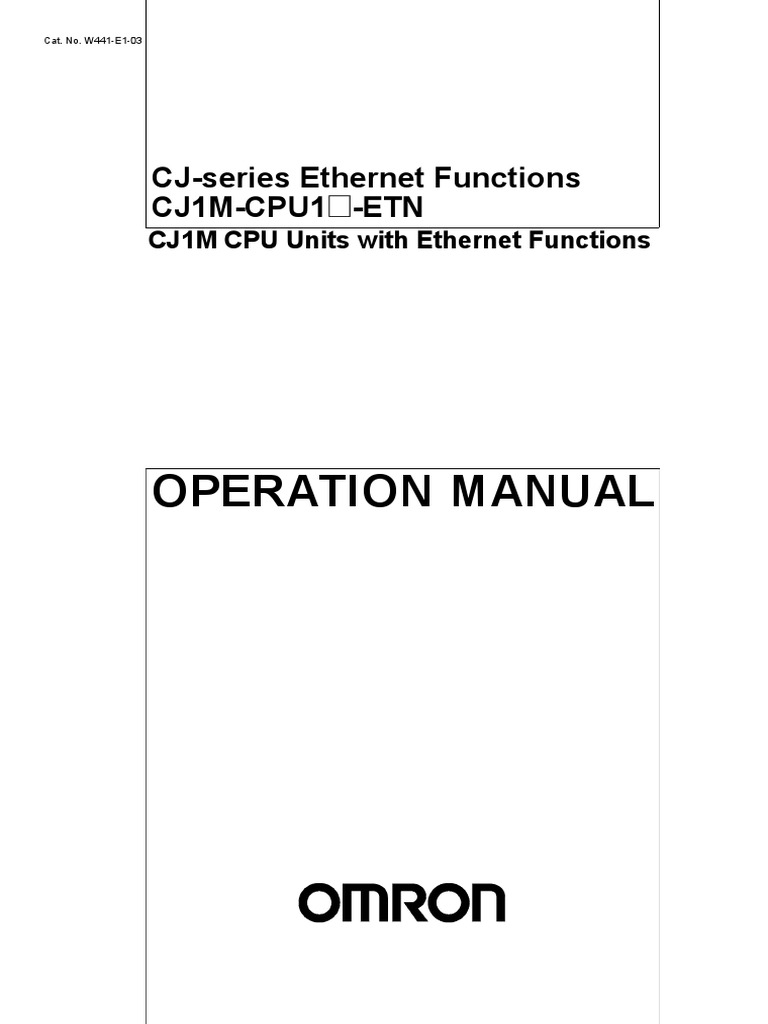 Operation Manual: CJ-series Ethernet Functions CJ1M-CPU1@-ETN | PDF | Programmable Logic ...