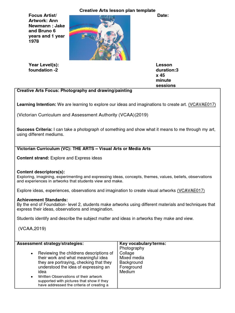 Edar 368 Lesson Plan - Visual and Media Arts | PDF | The Arts | Paintings