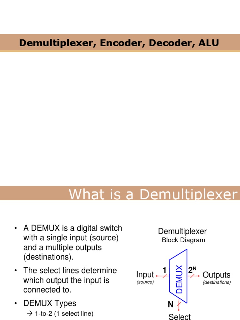 Demux, Encoder, Decoder, ALU | PDF | Arithmetic | Electrical Engineering