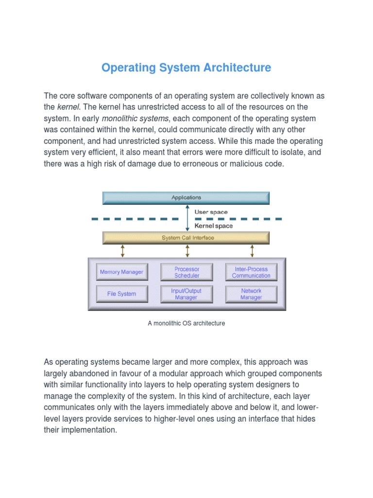 Operating System Architecture: Kernel Monolithic Systems | PDF | Kernel ...