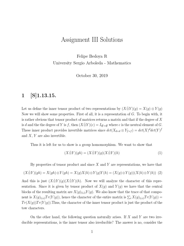 Symmetric Functions Assingment 3 | PDF | Tensor | Matrix (Mathematics)