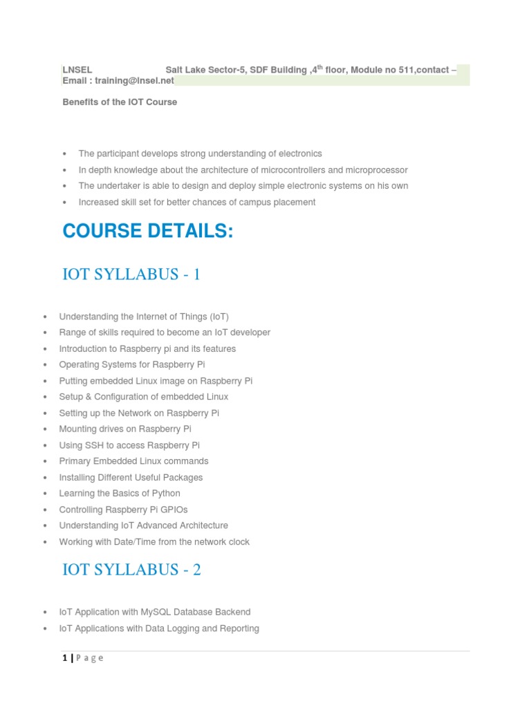 Course Details:: Iot Syllabus - 1 | PDF | Internet Of Things | Php